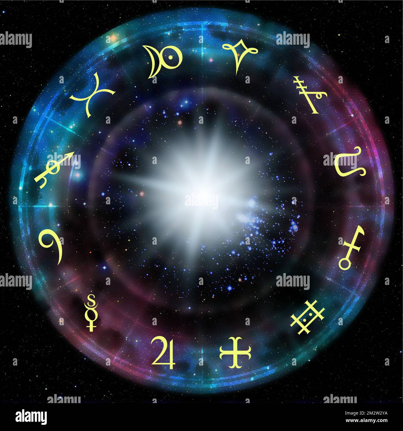 wheel with alchemy symbols Stock Photo - Alamy