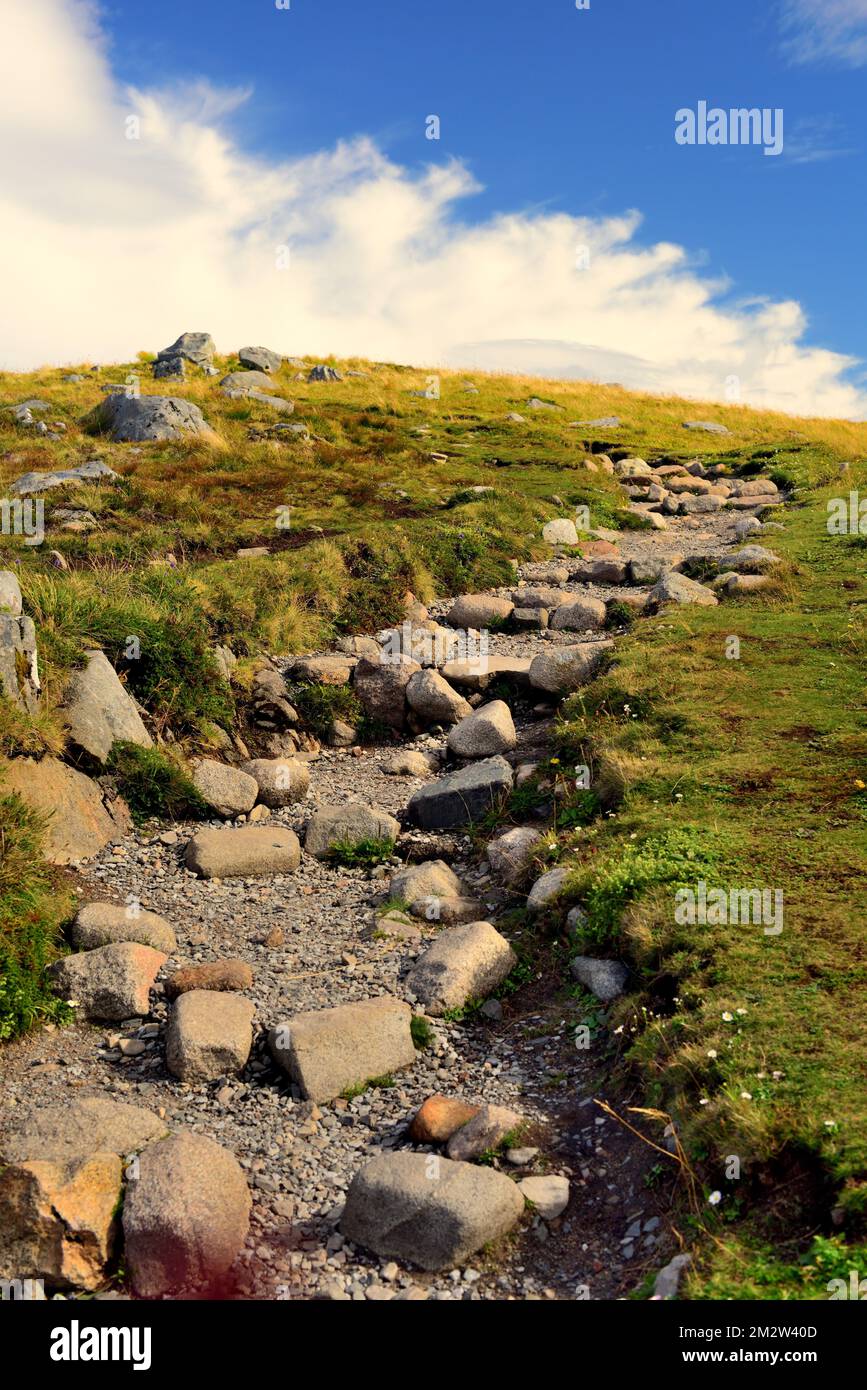 The mountain path to Sgurr Finnisg-aig viewpoint at Nevis Range on ...