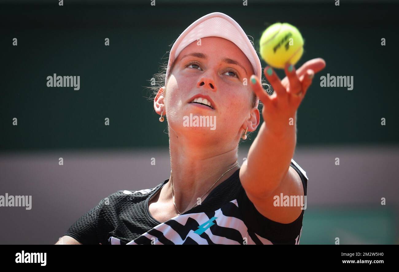 Belgian Elise Mertens pictured in action during the match between ...