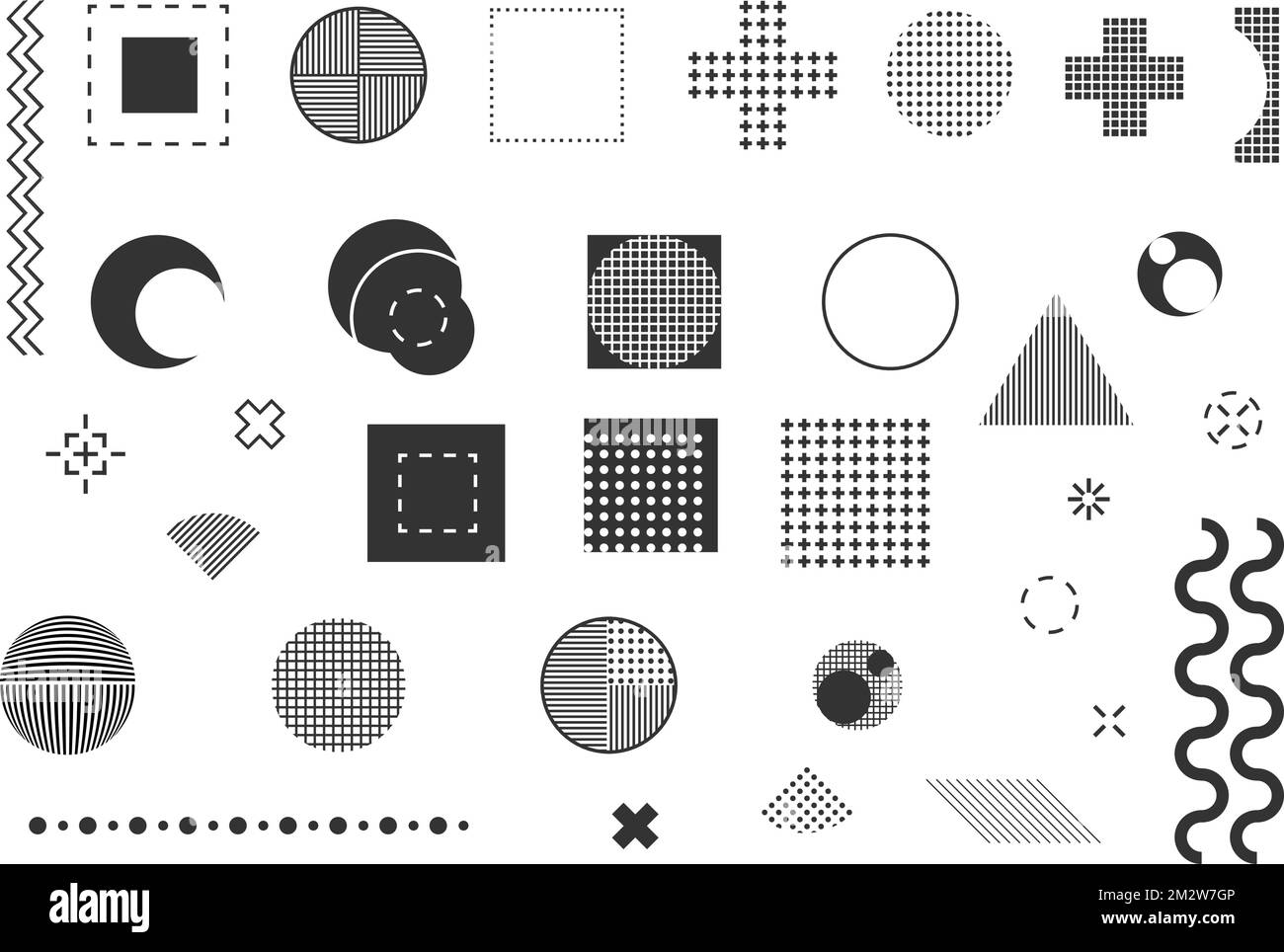 Set of geometric shapes. Memphis design, retro elements for web ...