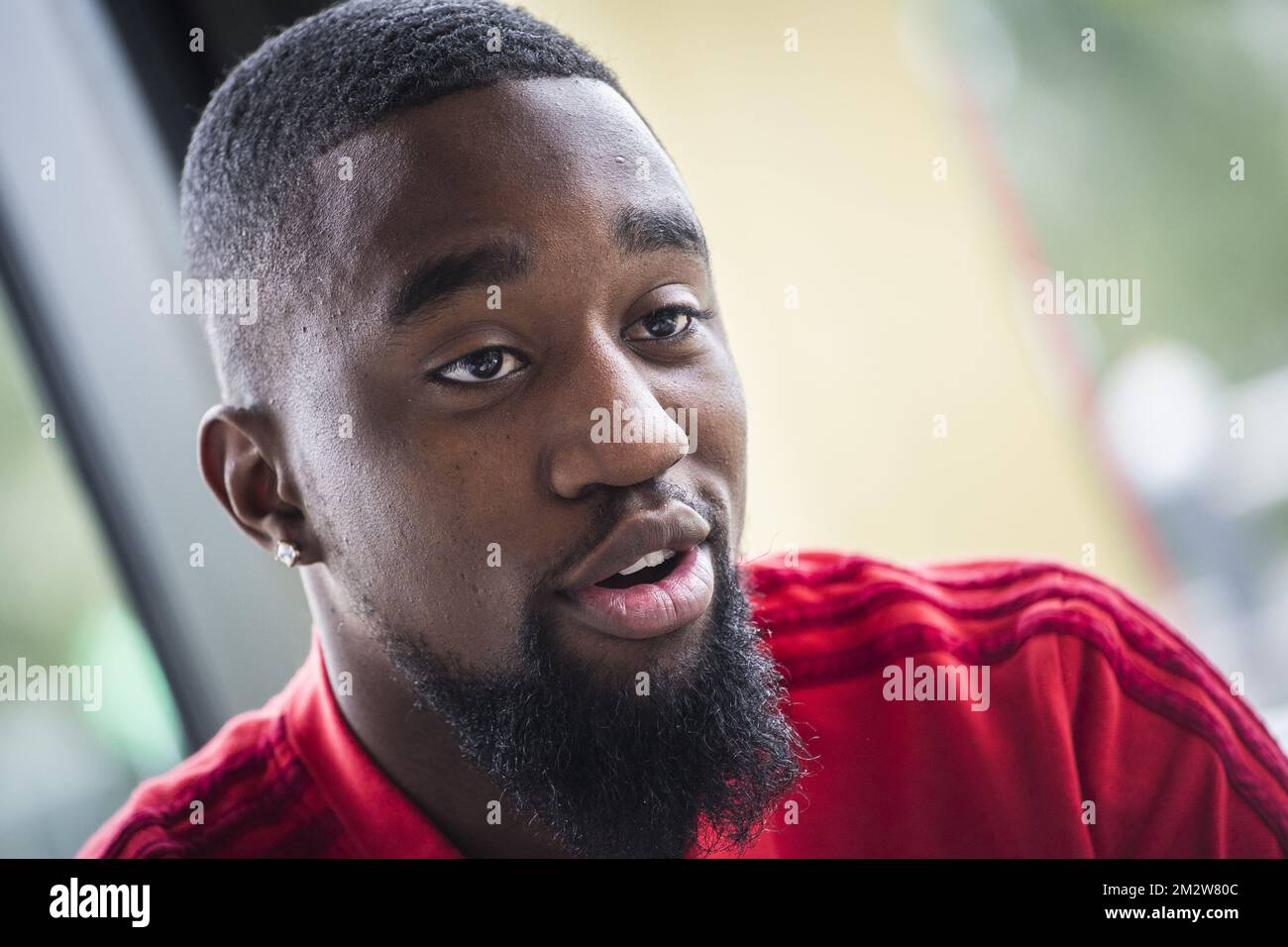 Belgium's Isaac Mbenza pictured during a press conference of the U21 ...