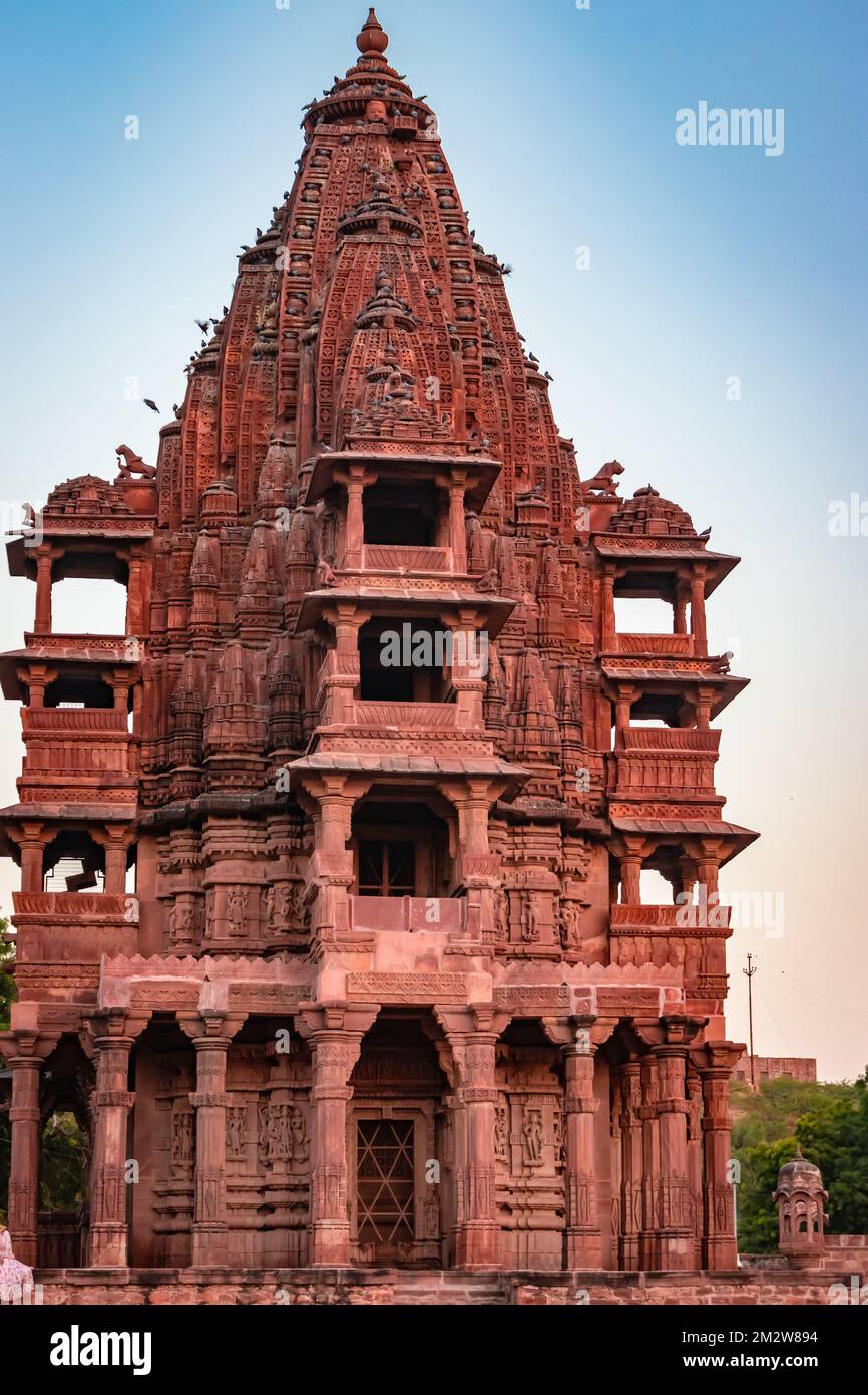 ancient hindu temple architecture with bright sky from unique angle at ...