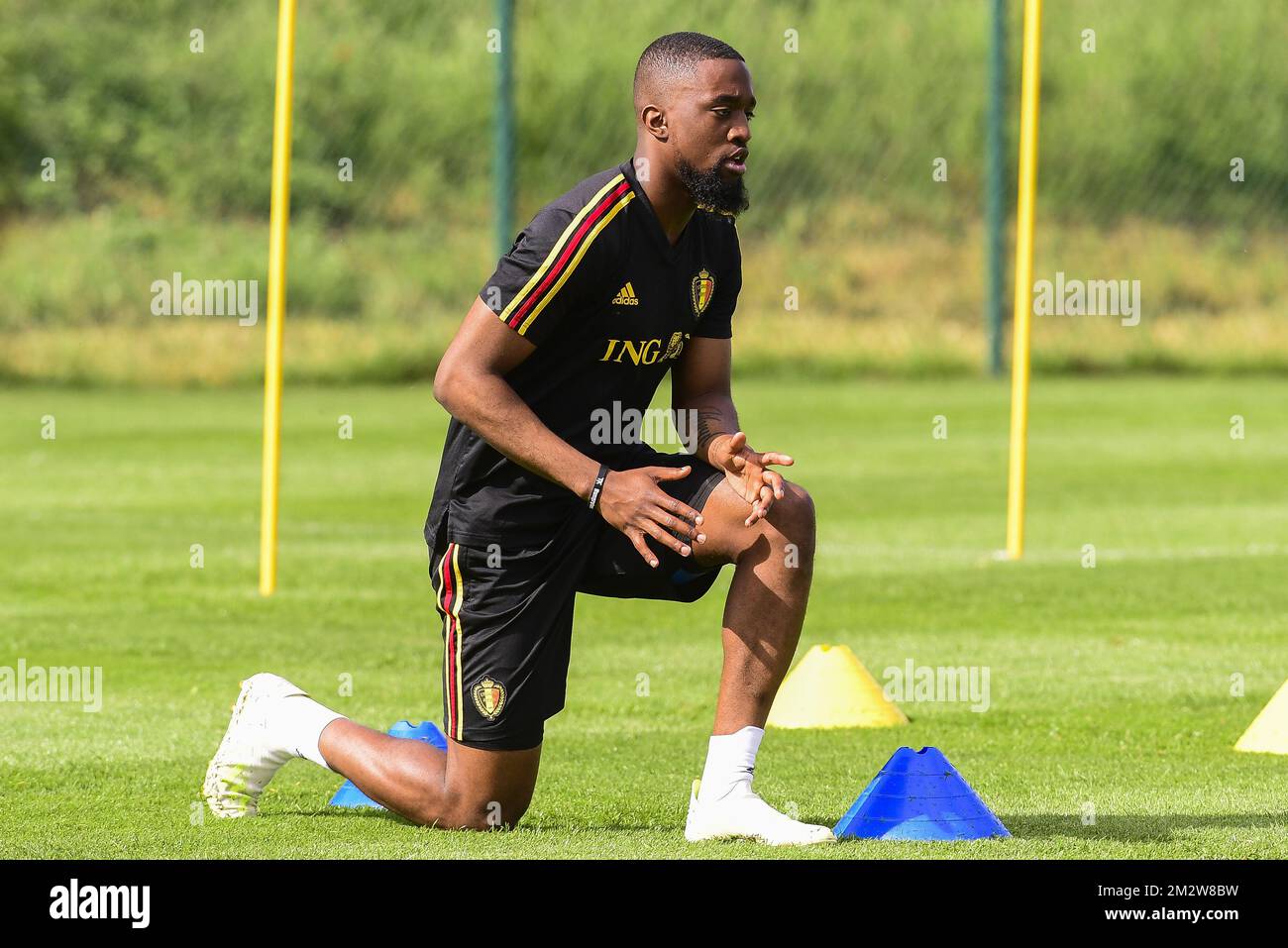 Belgium's Isaac Mbenza pictured in action during a training session of ...