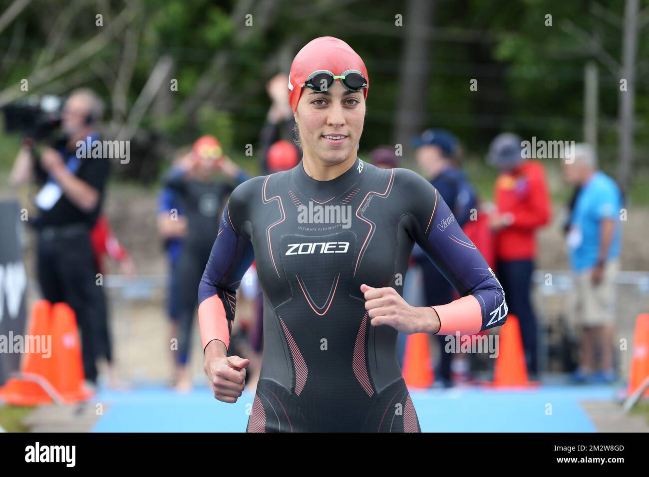 Belgian Claire Michel pictured during the European triathlon ...