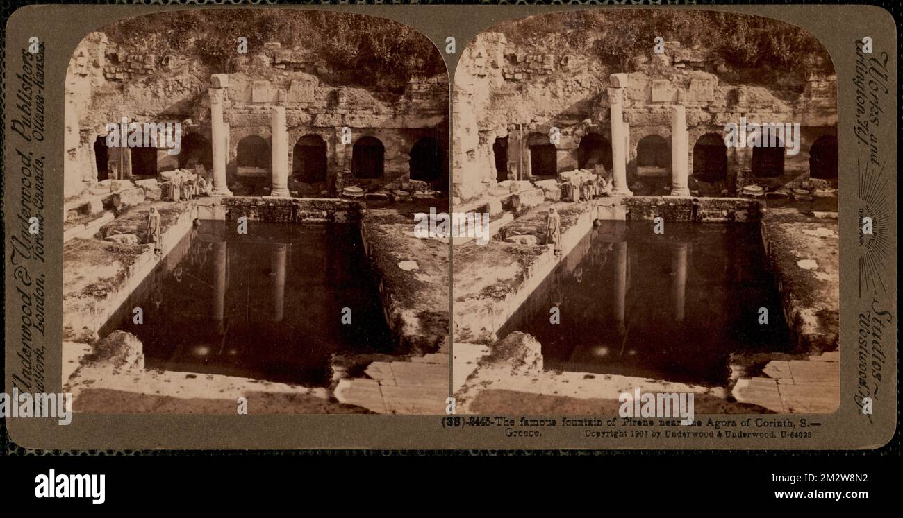 The famous fountain of Pirene near the Agora of Corinth, s. - Greece ...