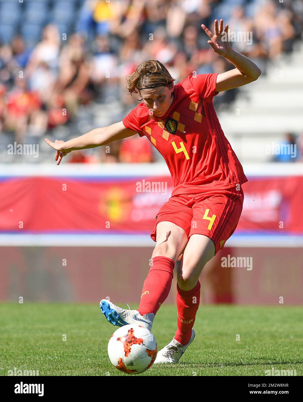 Belgium's Heleen Jaques pictured in action during a soccer game between ...