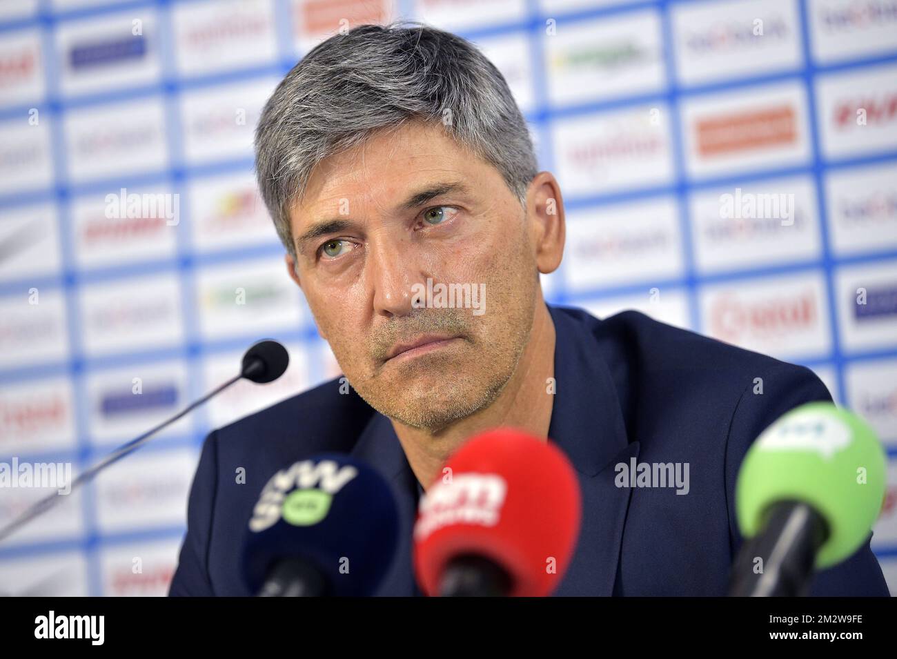 Genk's head coach Felice Mazzu pictured during a press conference on ...