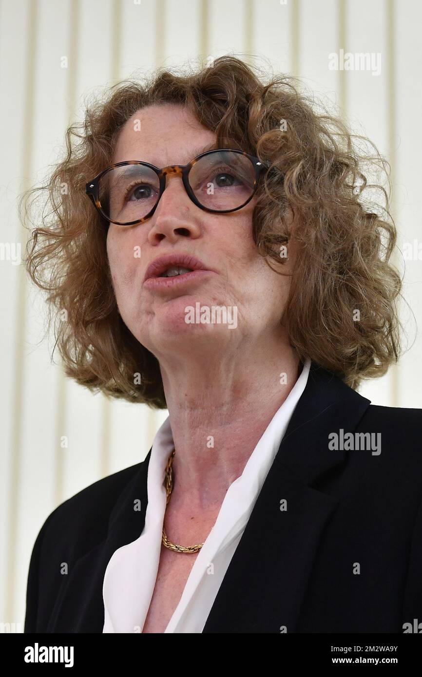 Skeyes CFO Hilde Van Den Houten pictured during a press conference to ...