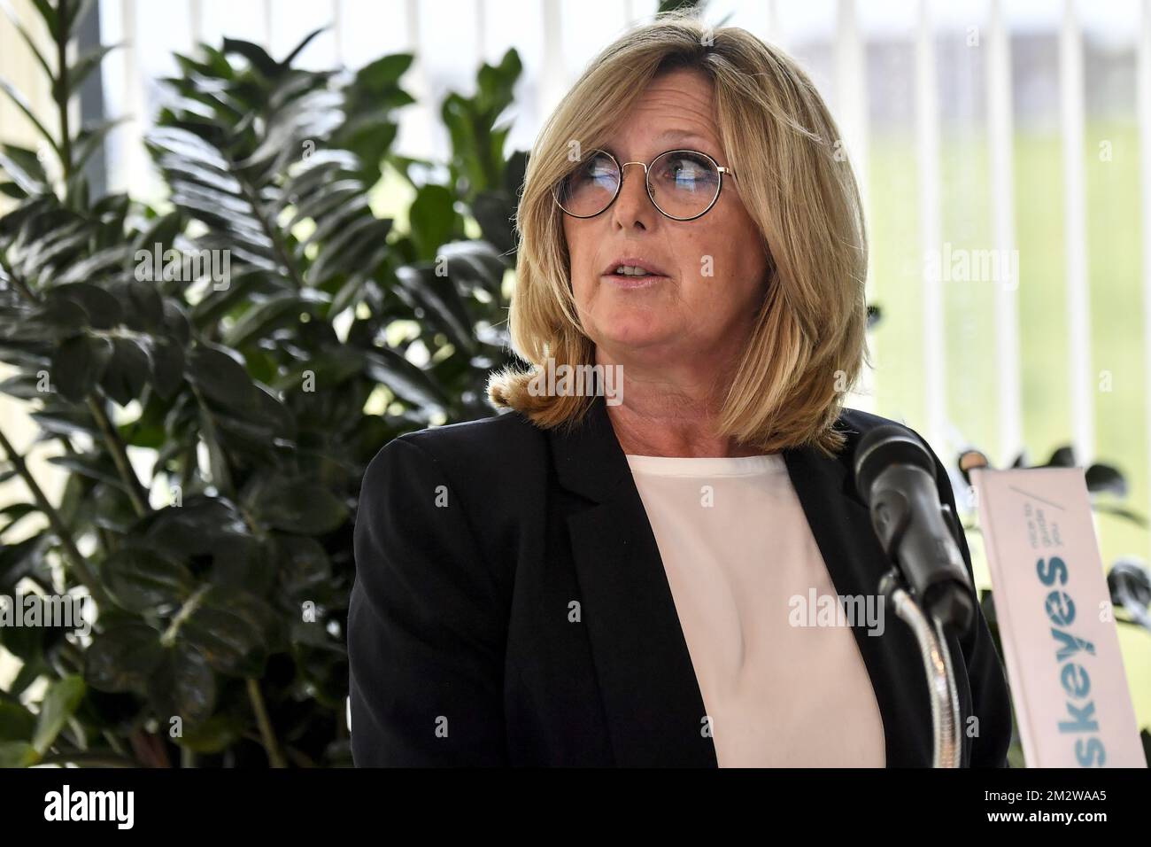 Skeyes COO Peggy Devestel pictured during a press conference to present ...