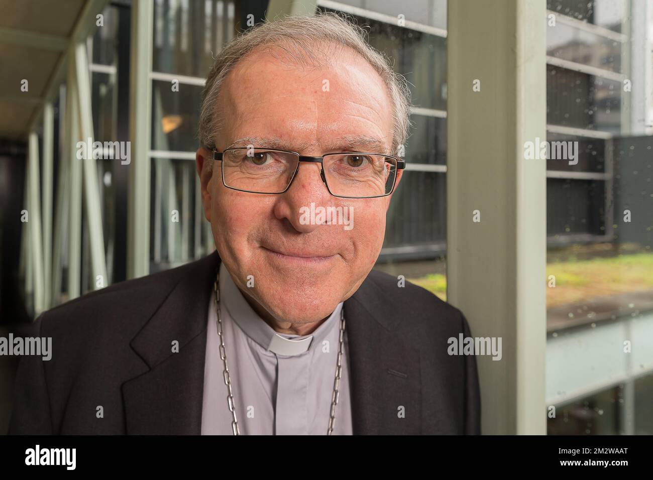 Bishop Pierre Warin of Namur pictured during a press conference to ...