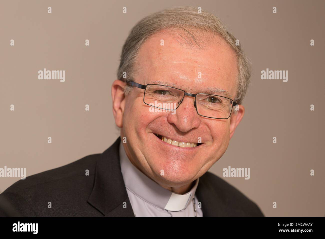 Bishop Pierre Warin of Namur pictured during a press conference to ...