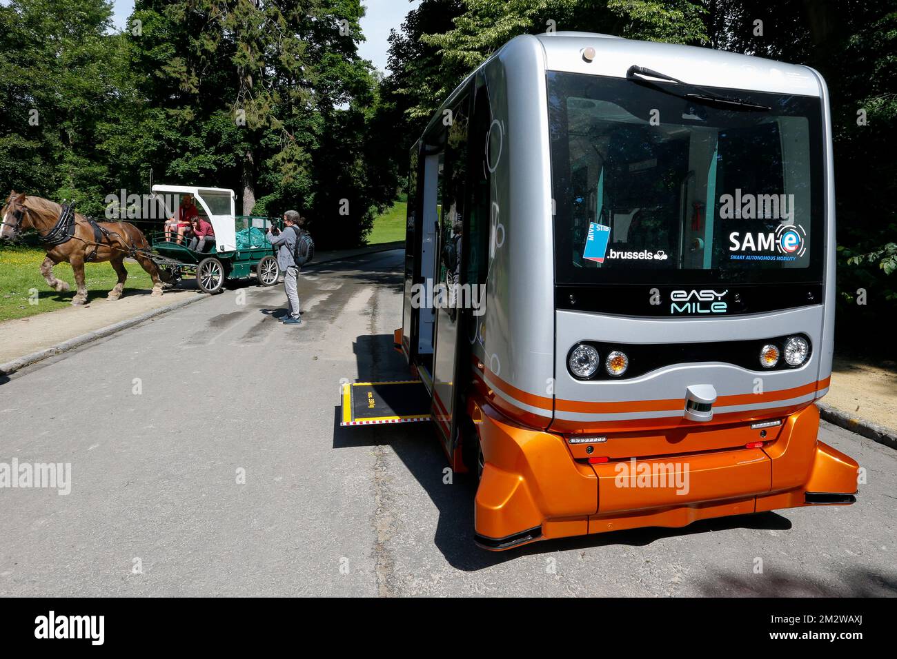 SAM-e, an autonomous bus of Brussels public transport company STIB ...
