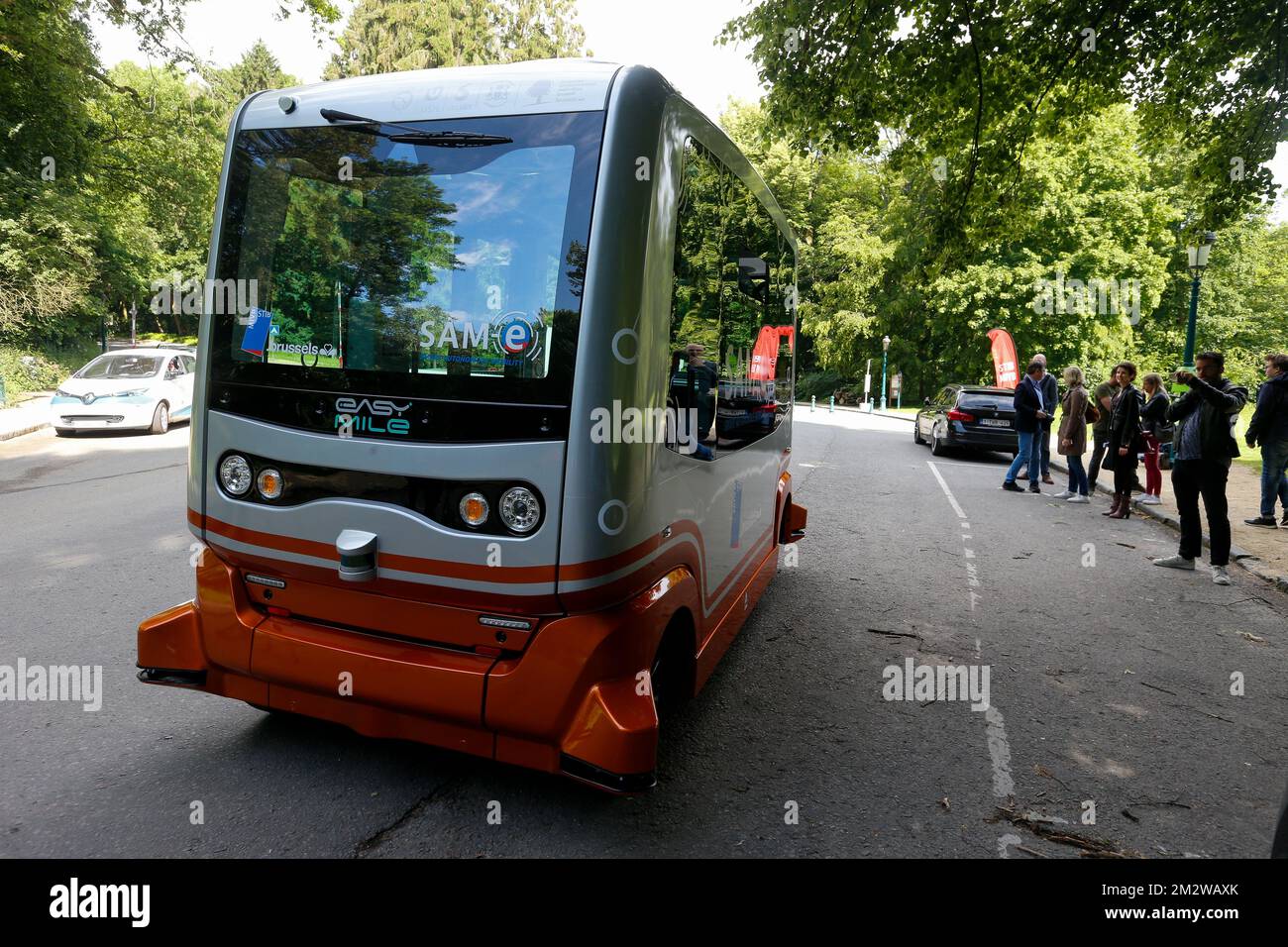SAM-e, an autonomous bus of Brussels public transport company STIB ...