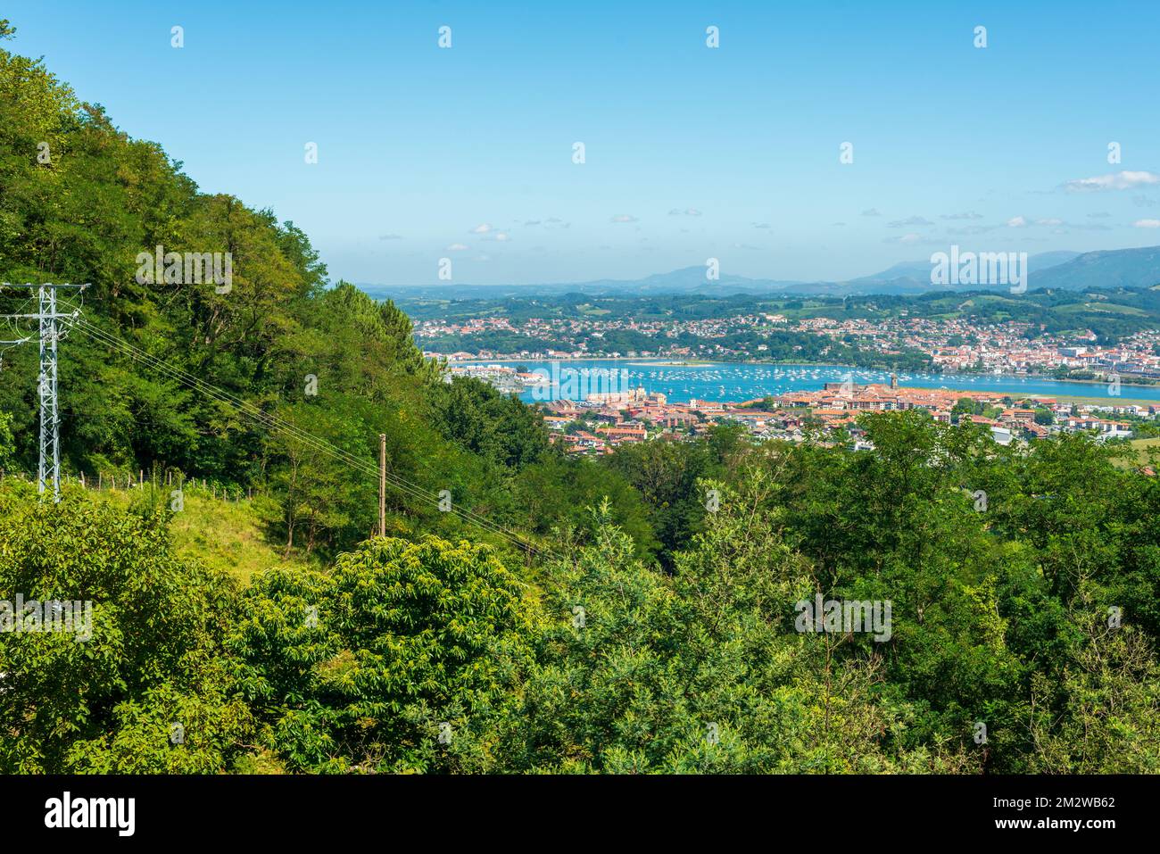 View over a beautiful landscape with mountains in the background Stock ...