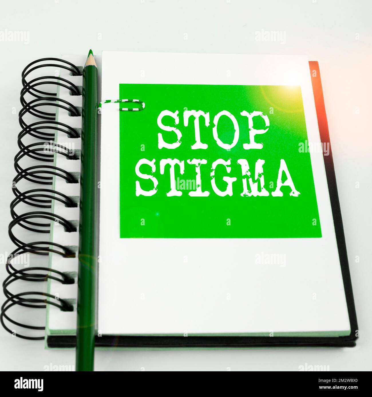 Hand writing sign Stop Stigma. Business idea end the feeling of ...