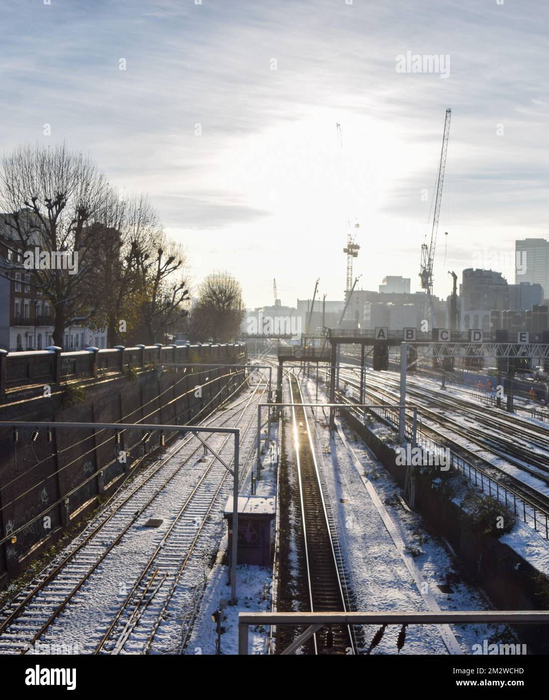 London, England, UK. 14th Dec, 2022. Empty train tracks in Camden are ...