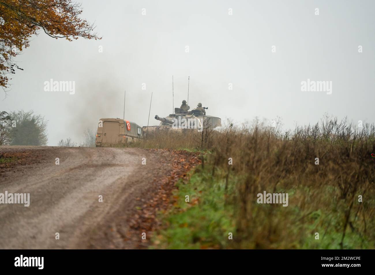 commander and gunner directing action in a British army FV4034 ...