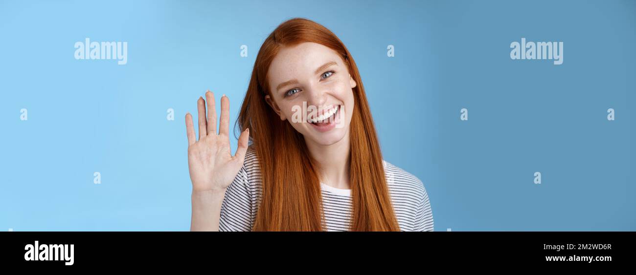 Attractive confident redhead sassy girl pure clean skin blue eyes ...