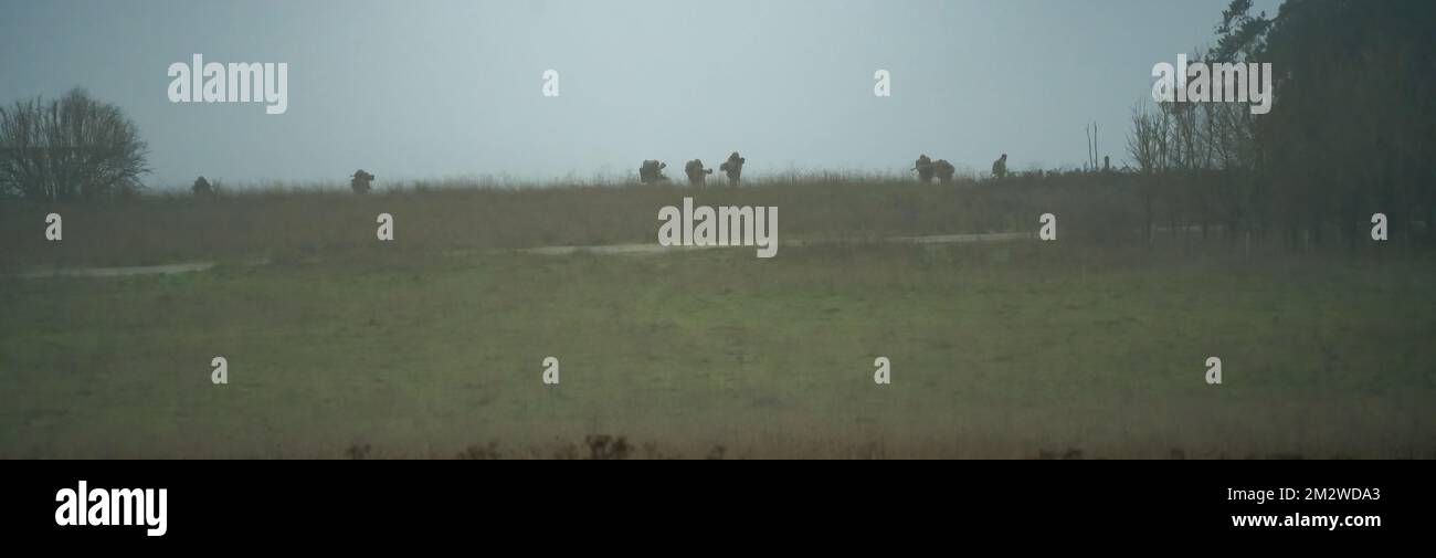 a unit of British army soldiers on a 40kg loaded march tab military ...