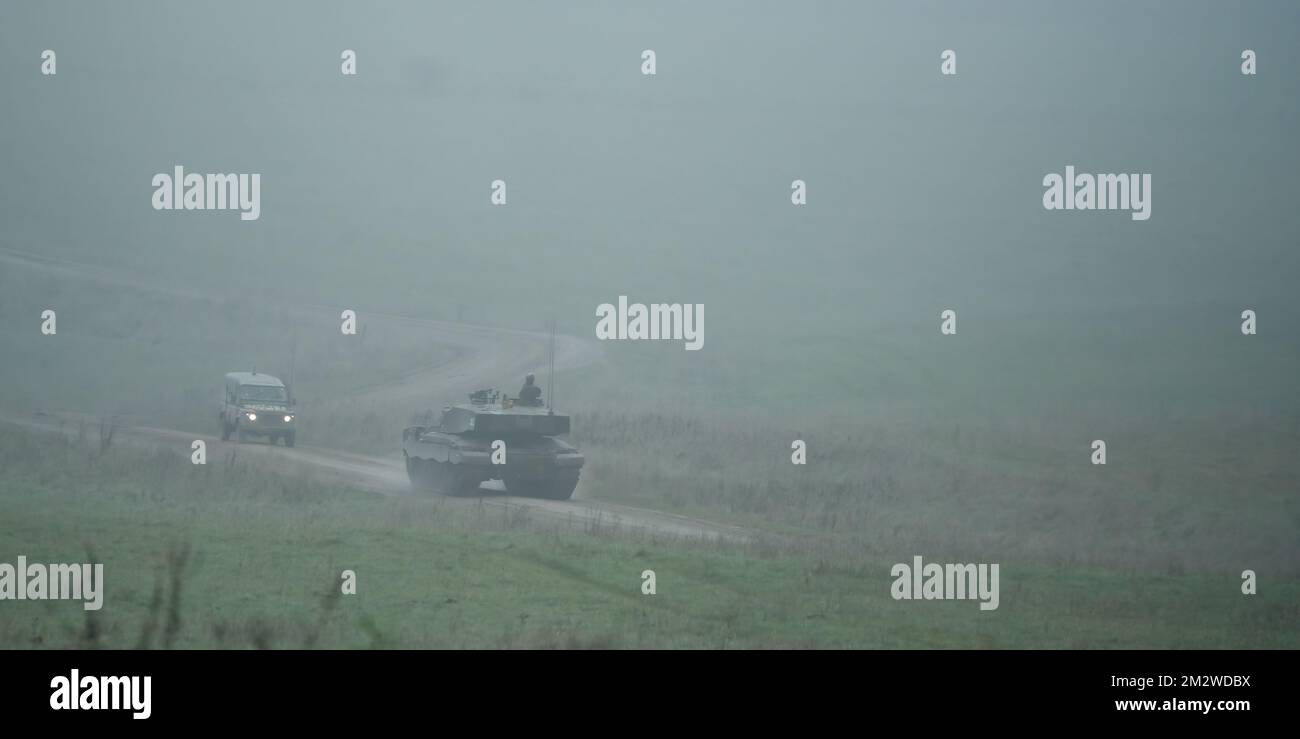 commander and gunner directing action in a British army FV4034 ...