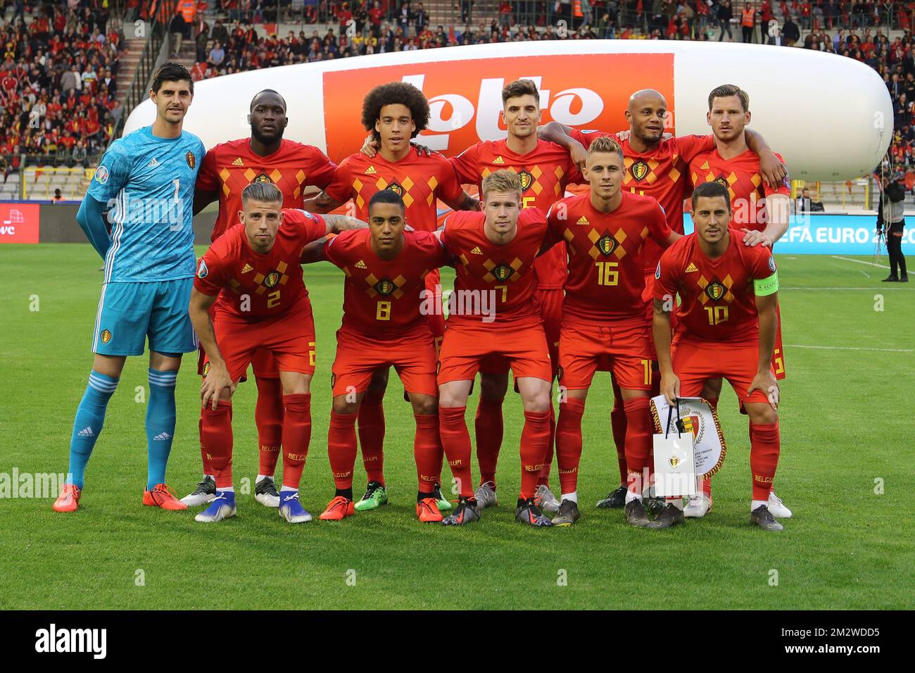(top L-R) 01 Belgium's goalkeeper Thibaut Courtois, Belgium's Romelu ...