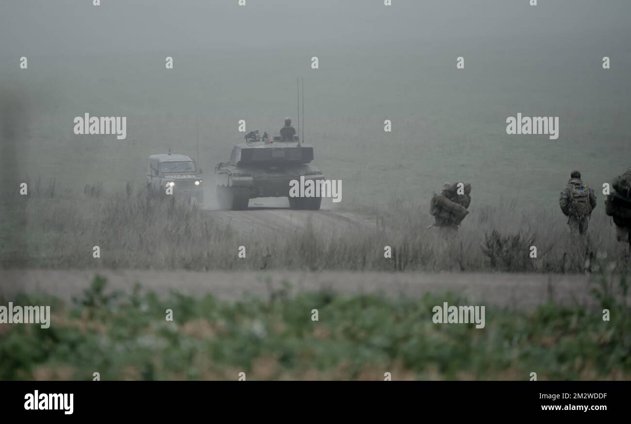 commander and gunner directing action in a British army FV4034 ...