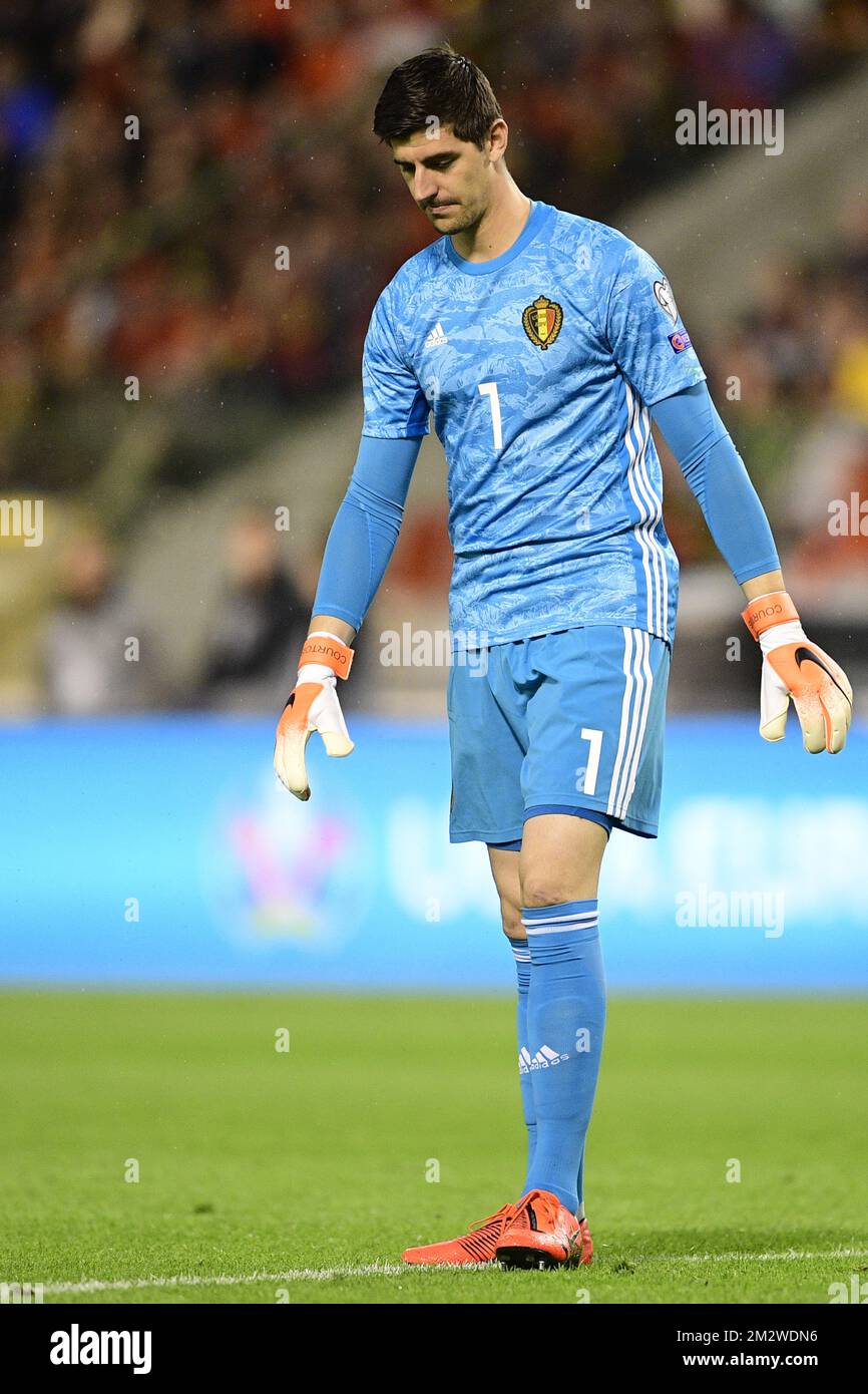 Belgium's goalkeeper Thibaut Courtois pictured during a soccer game ...
