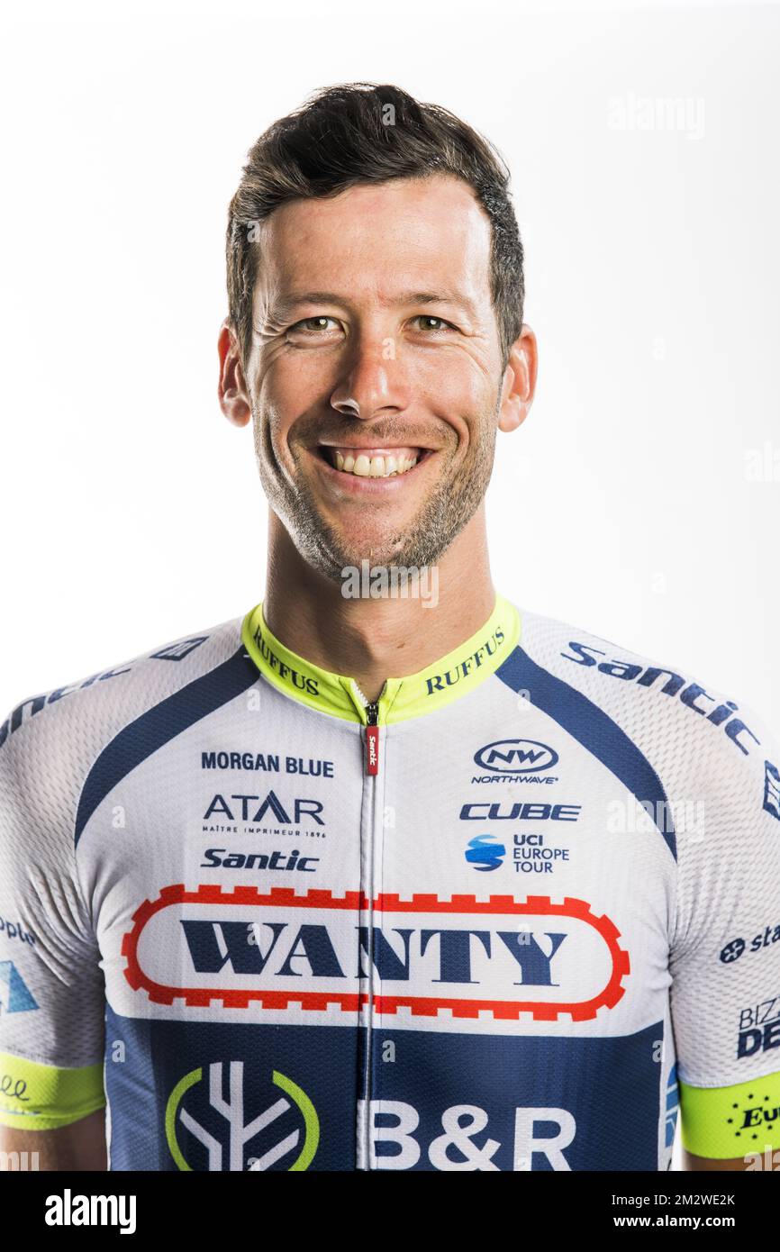 Belgian Pieter Vanspeybrouck of Wanty-Gobert Cycling Team poses for the ...