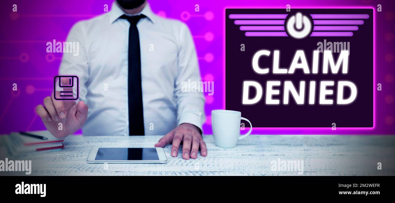 Hand writing sign Claim Denied. Internet Concept Requested ...