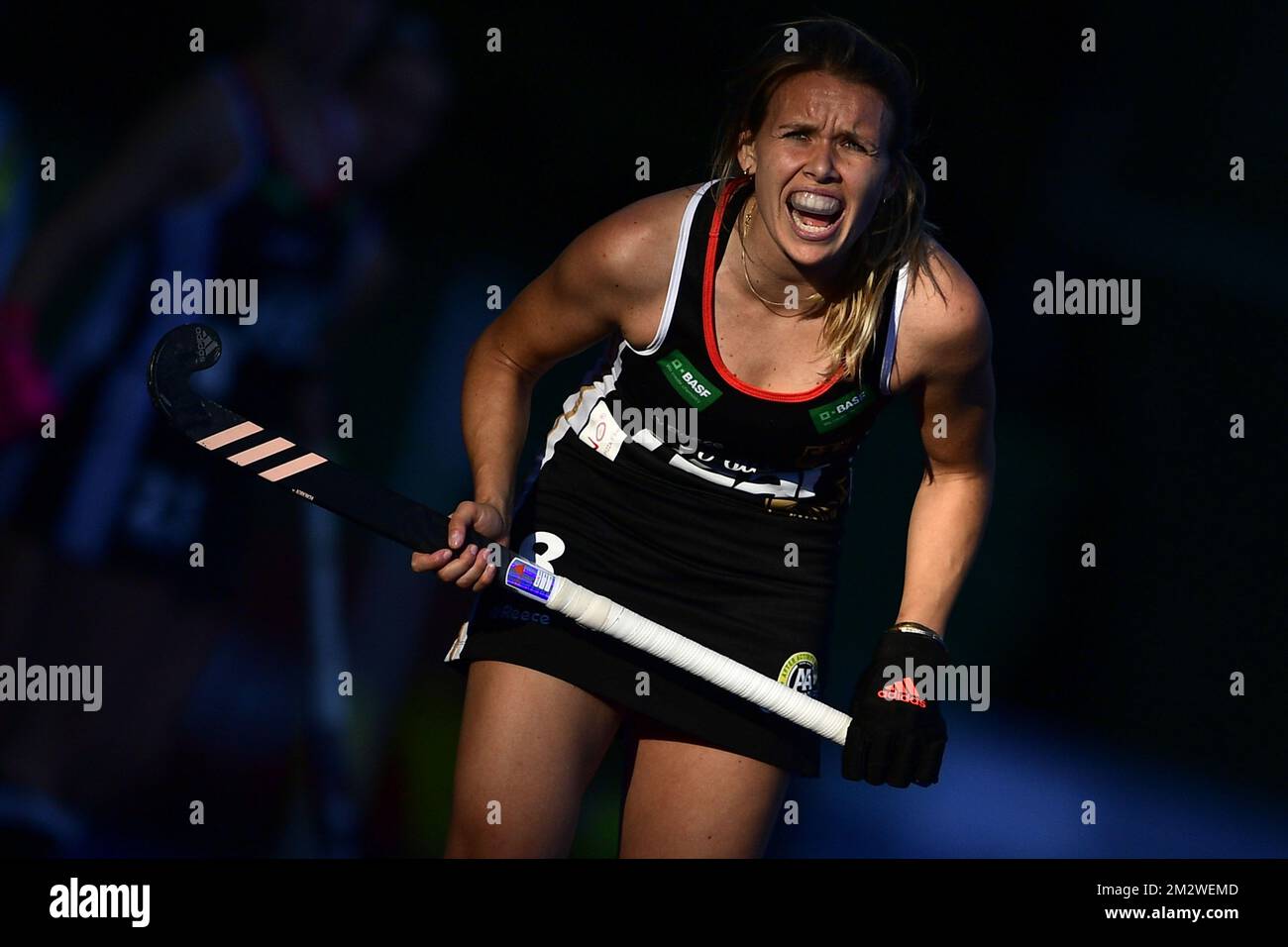 German Anne Schroder pictured during a field hockey game between ...