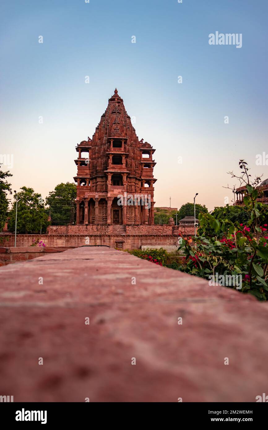 ancient hindu temple architecture with bright sky from unique angle at ...