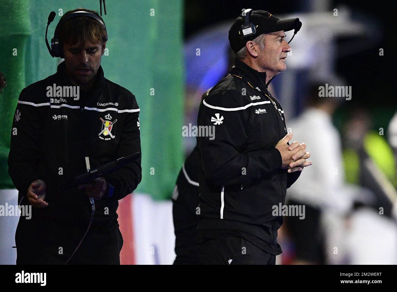 Belgium's head coach Shane McLeod pictured during a field hockey game ...