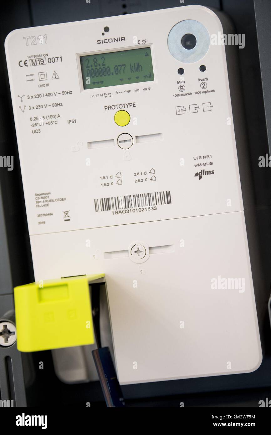 Illustration picture shows a digital energy meter, at a press ...