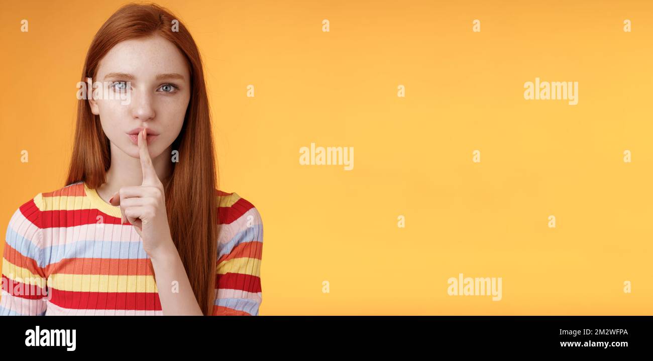 Girl hides lots secrets. Serious-looking redhead girlfriend blue eyes ...