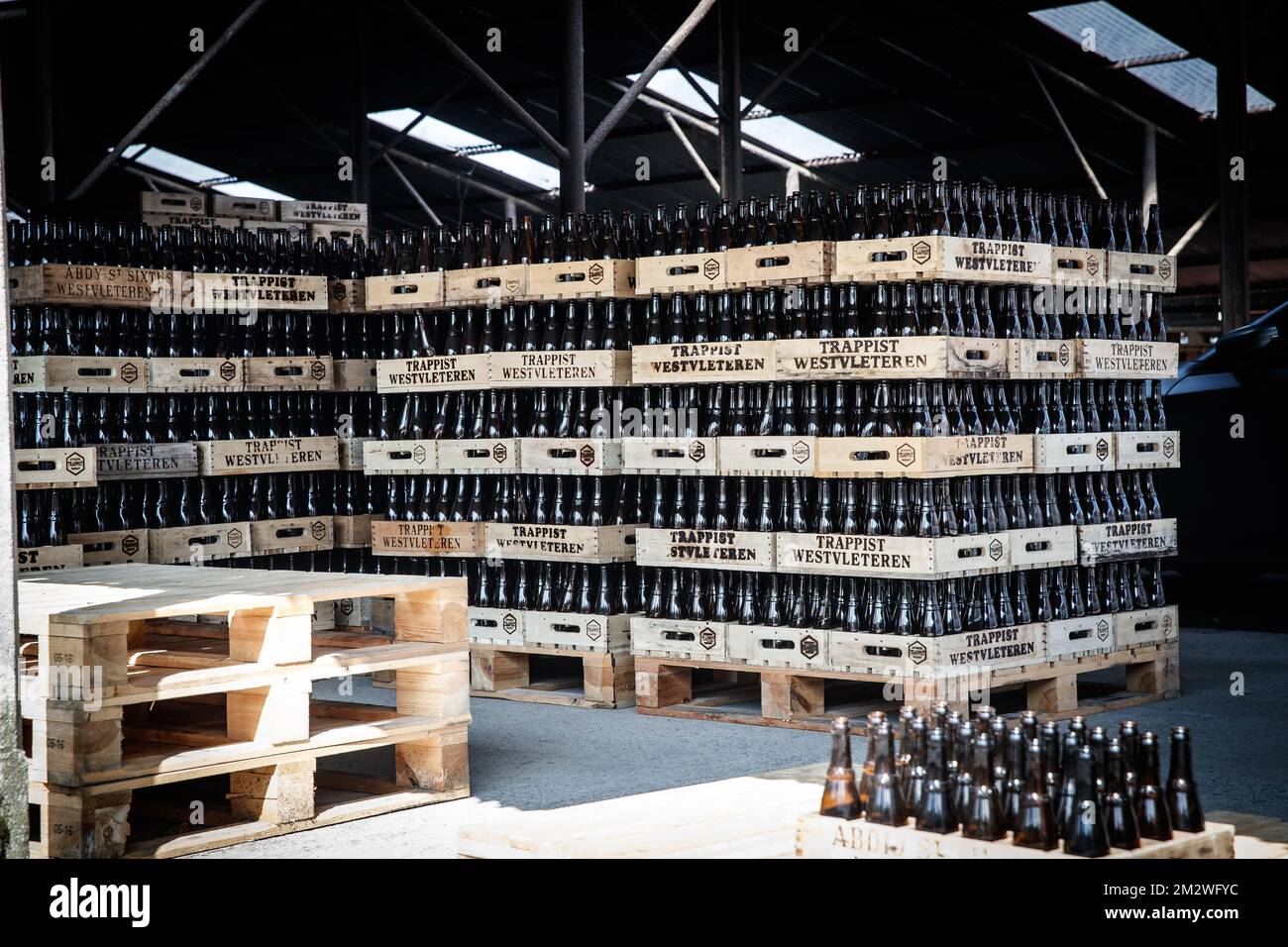 Illustration picture shows crates of beer at the Sint-Sixtusabdij ...