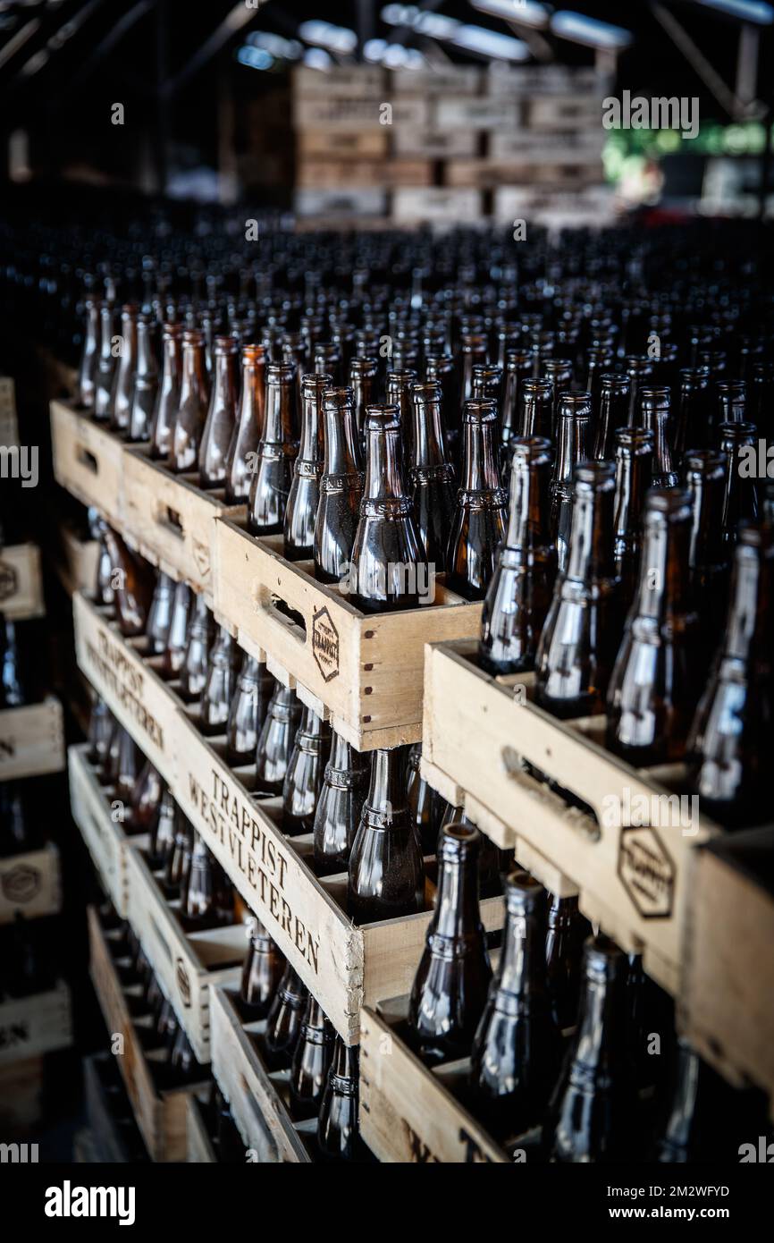 Illustration picture shows crates of beer at the Sint-Sixtusabdij ...