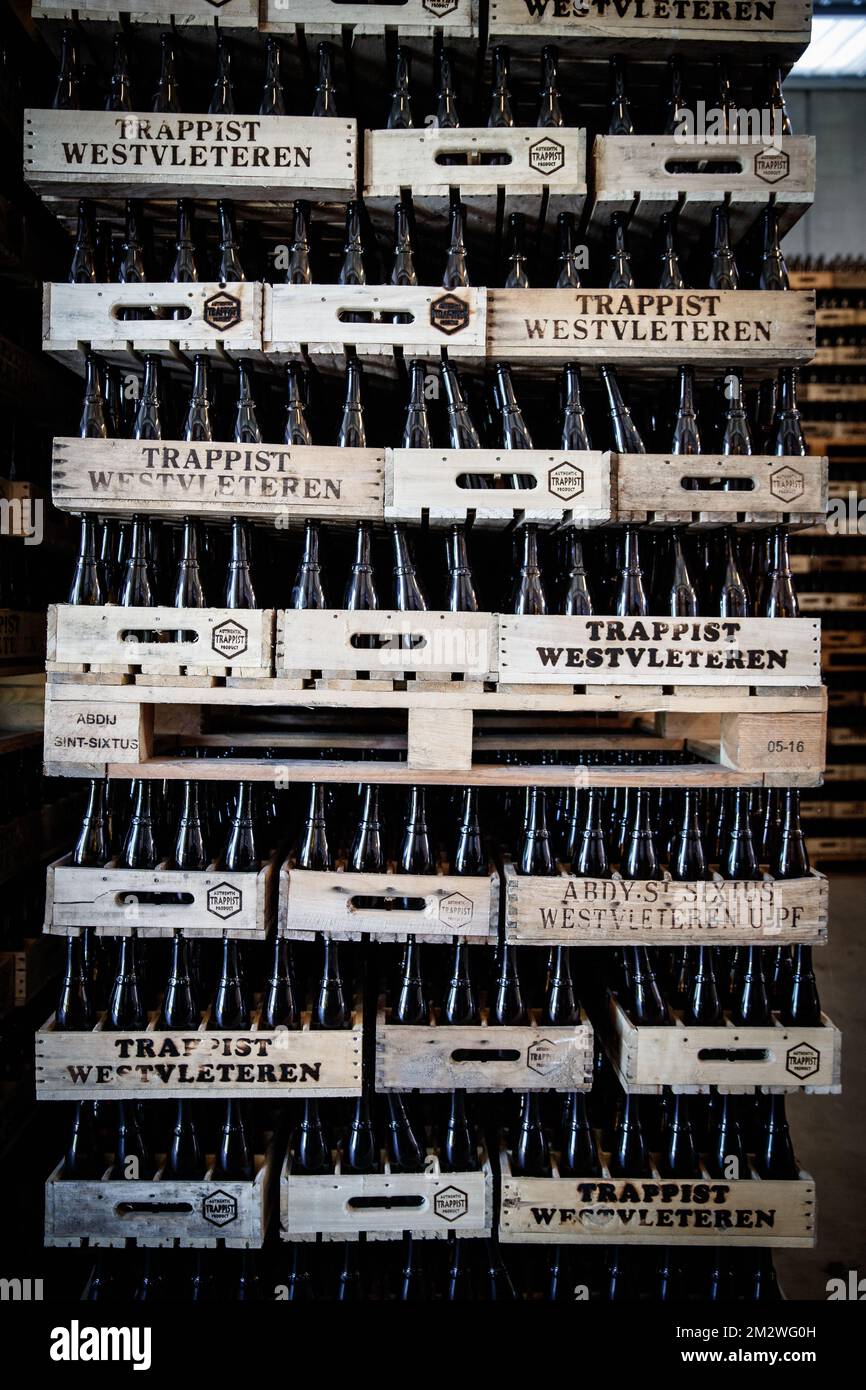 Illustration picture shows crates of beer at the Sint-Sixtusabdij ...