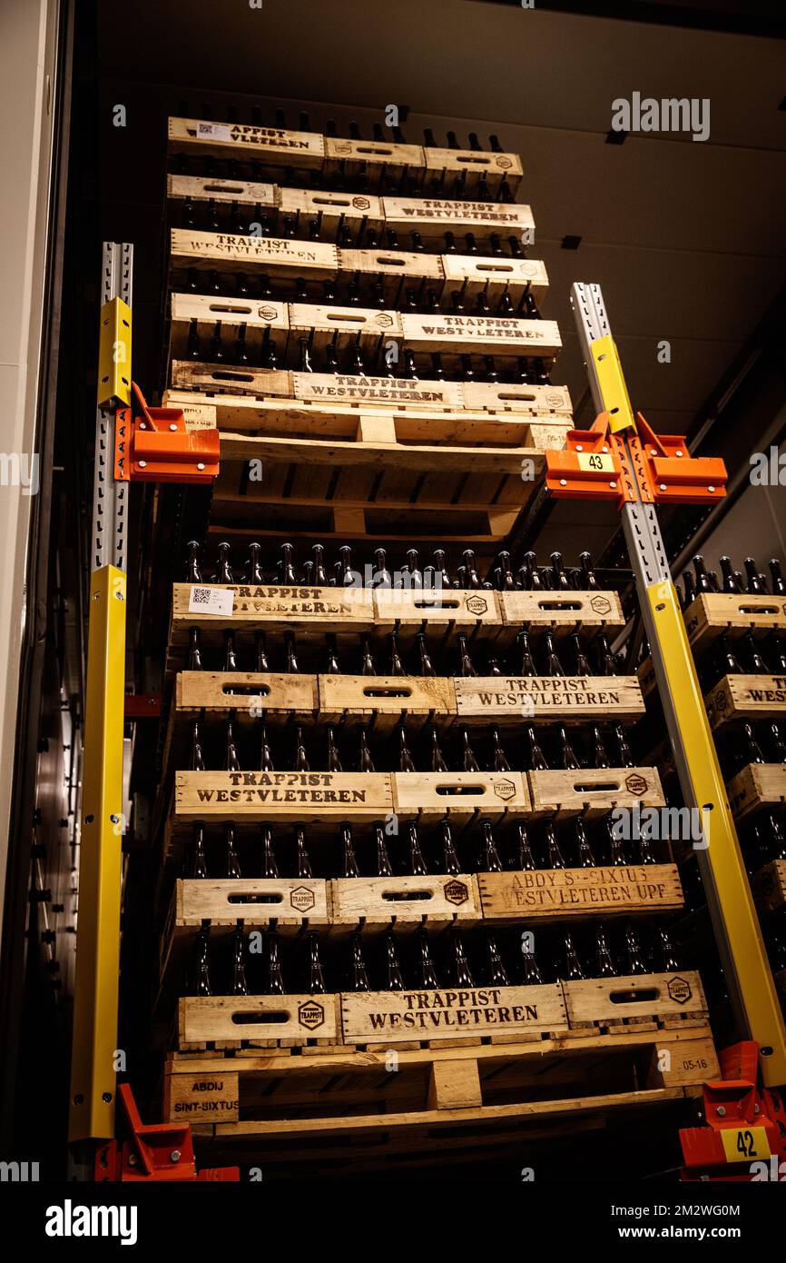 Illustration picture shows crates of beer at the Sint-Sixtusabdij ...