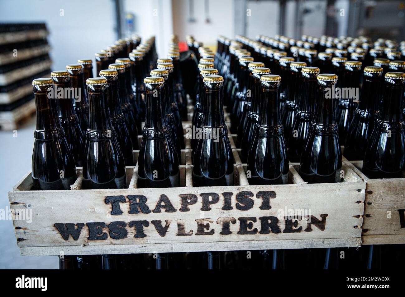Illustration picture shows crates of beer at the Sint-Sixtusabdij ...