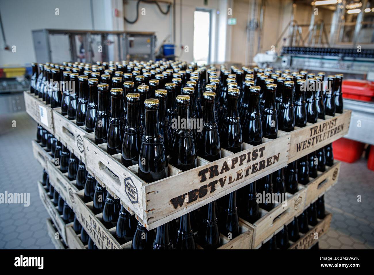 Illustration picture shows crates of beer at the Sint-Sixtusabdij ...