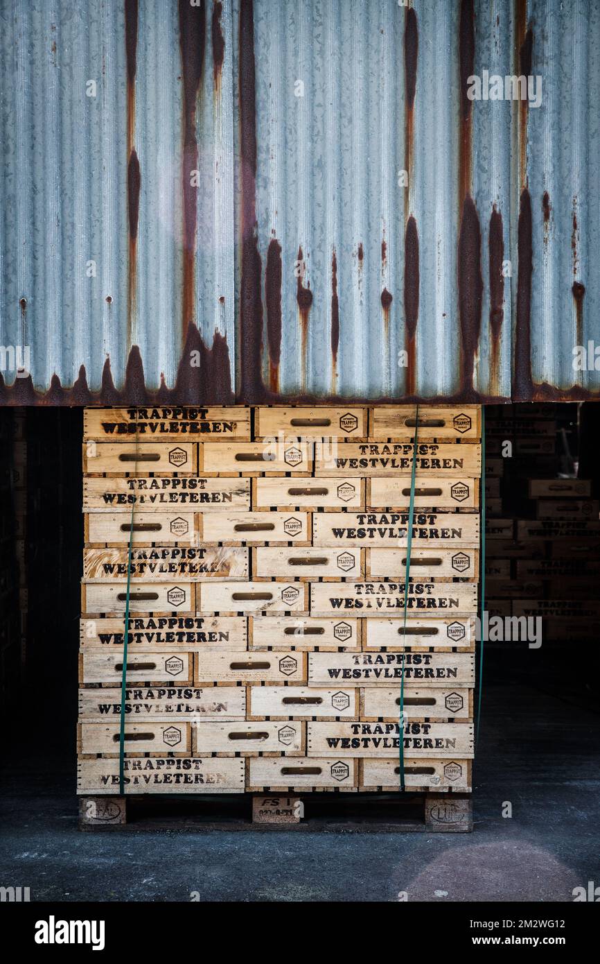 Illustration picture shows crates of beer at the Sint-Sixtusabdij ...