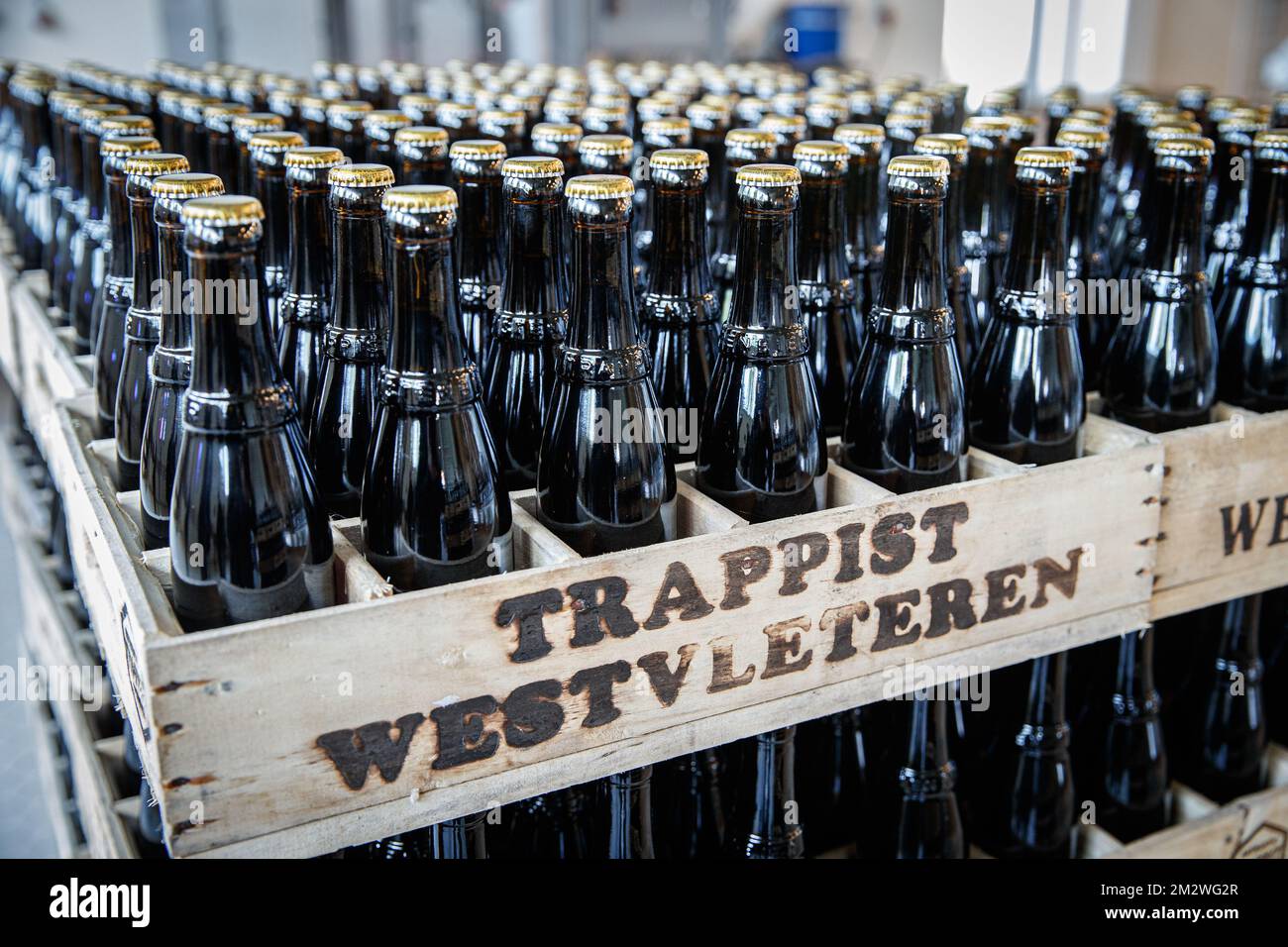 Illustration picture shows crates of beer at the Sint-Sixtusabdij ...