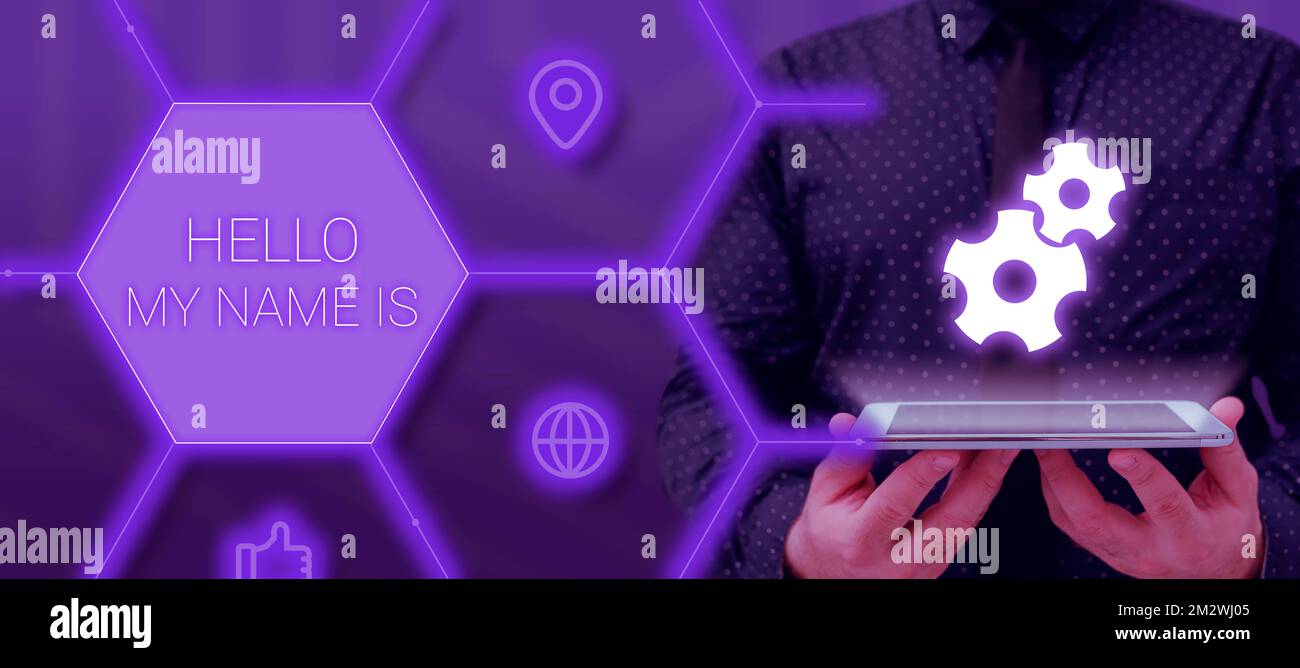 Handwriting text Hello My Name Is. Business showcase introducing ...