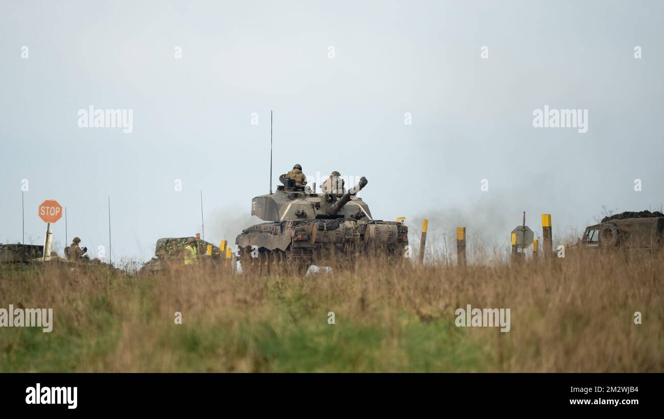 commander and gunner directing action in a British army FV4034 ...