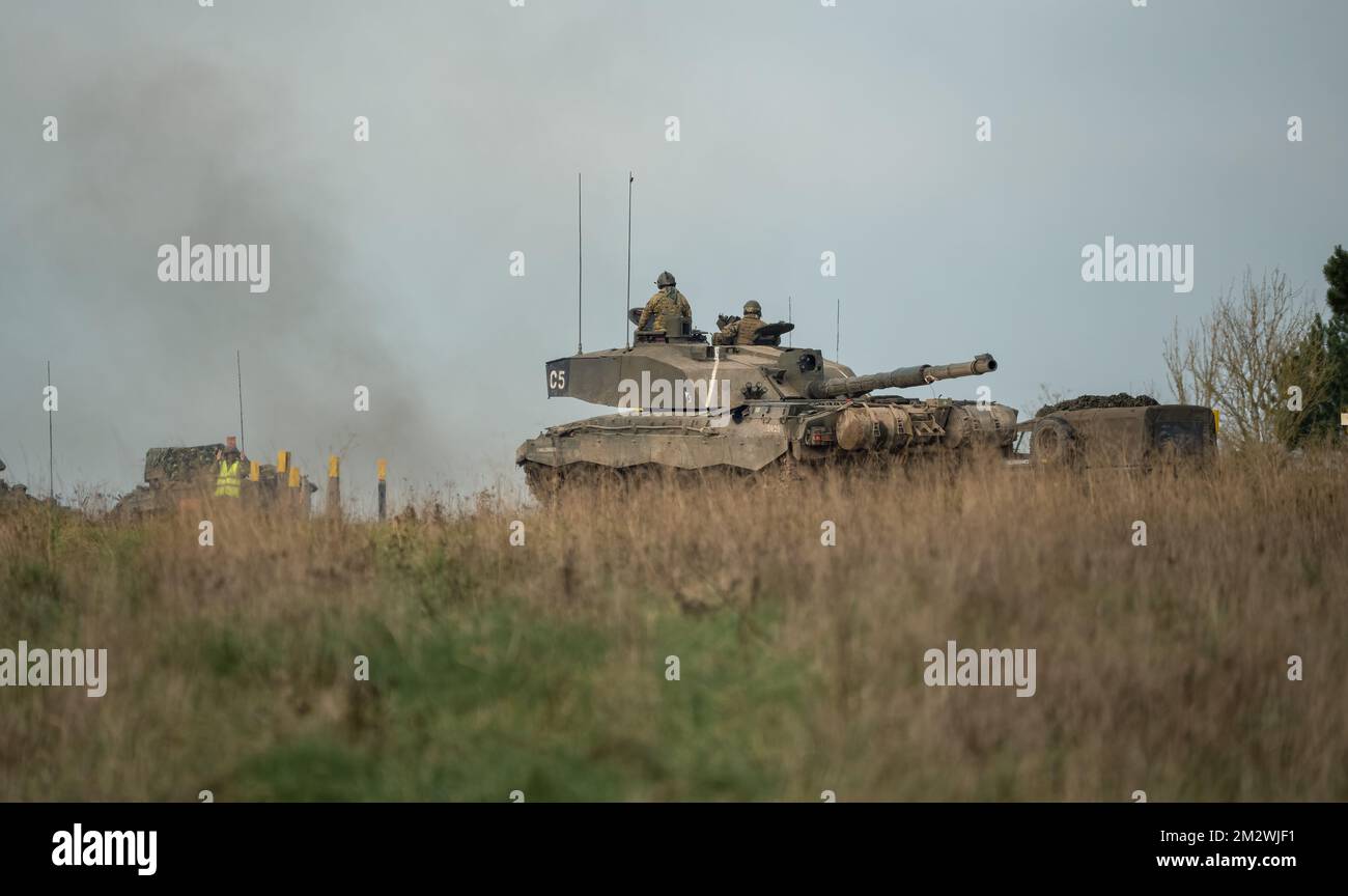 commander and gunner directing action in a British army FV4034 ...