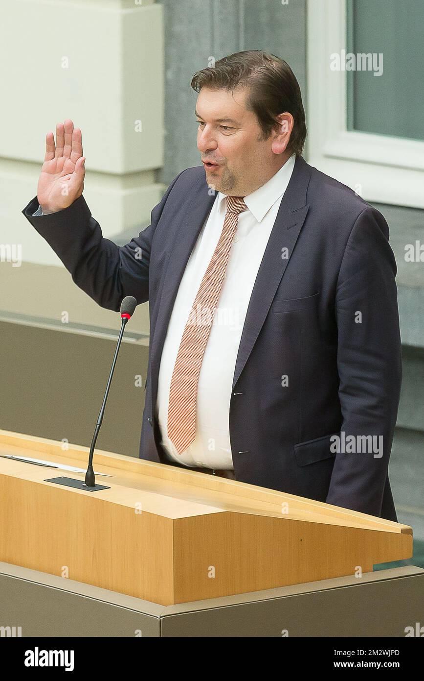CD&V's Bart Dochy pictured during the oath taking ceremony at the ...