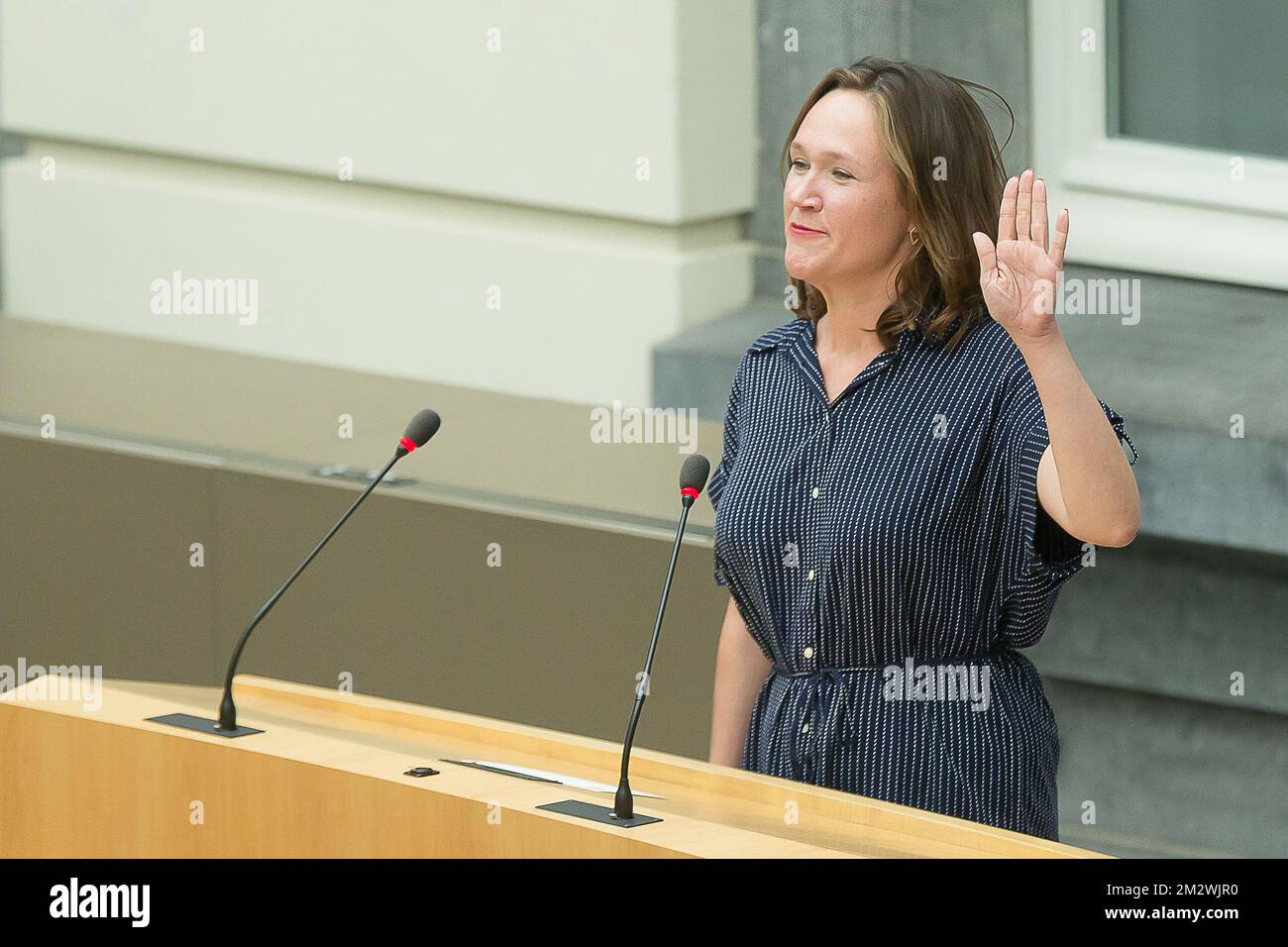 SP.A's Hannelore Goeman pictured during the oath taking ceremony at the ...