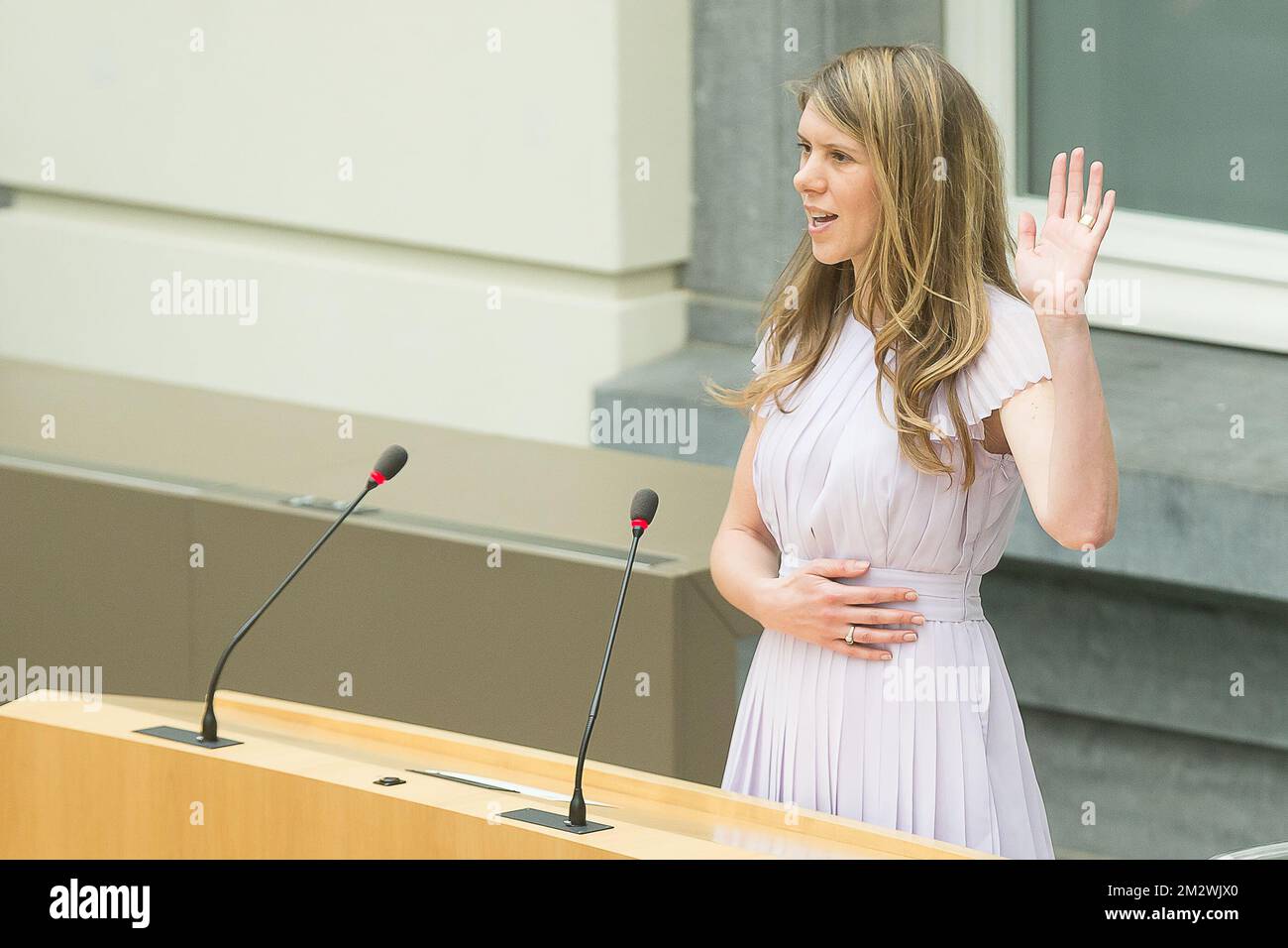 Open Vld's Els Ampe pictured during the oath taking ceremony at the ...