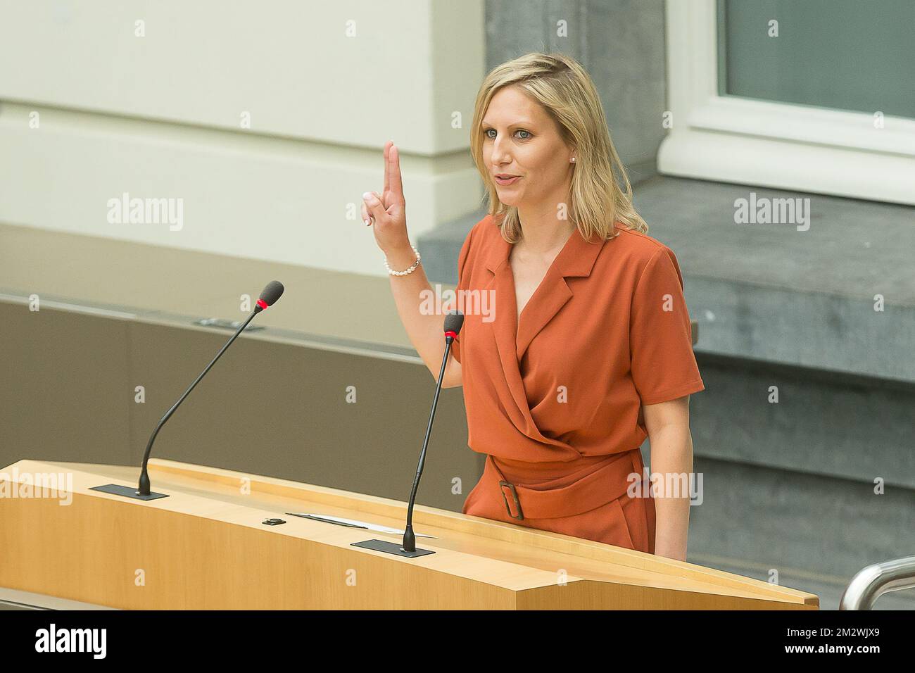 N-VA's Allessia Claes pictured during the oath taking ceremony at the ...
