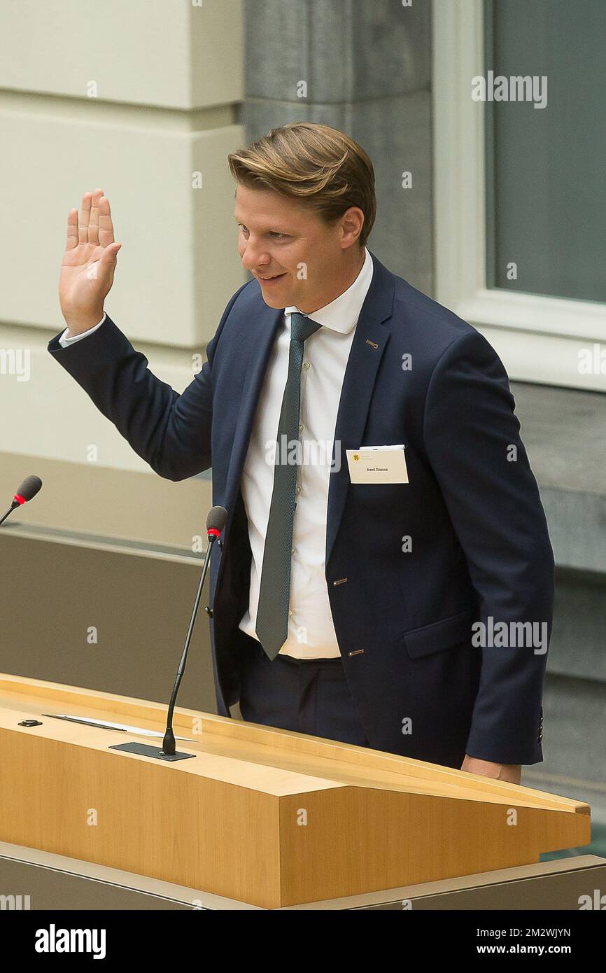 N-VA's Axel Ronse pictured during the oath taking ceremony at the ...